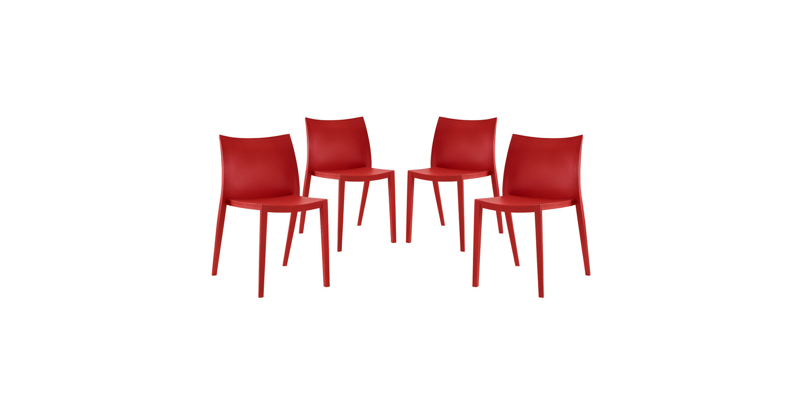 Modern Red Gallant Dining Side Chair Set of 4, 21.5"Lx15.5-16.5"Wx32"H ...