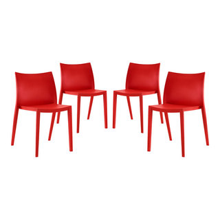 Modern Red Gallant Dining Side Chair Set of 4, 21.5"Lx15.5-16.5"Wx32"H ...