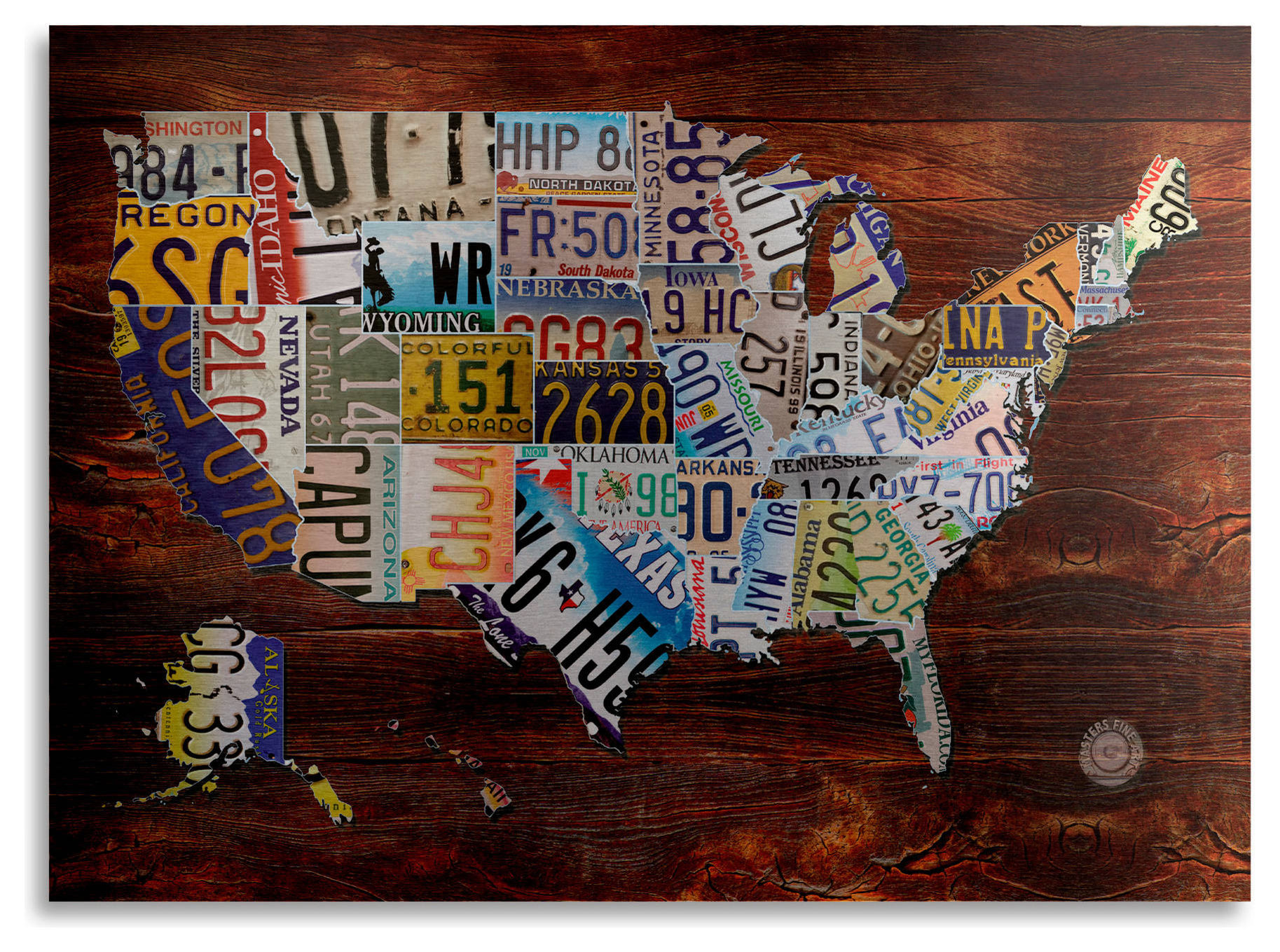 Masters Fine Art 'Usa License Plate' Floating Brushed Aluminum Art, 16 ...