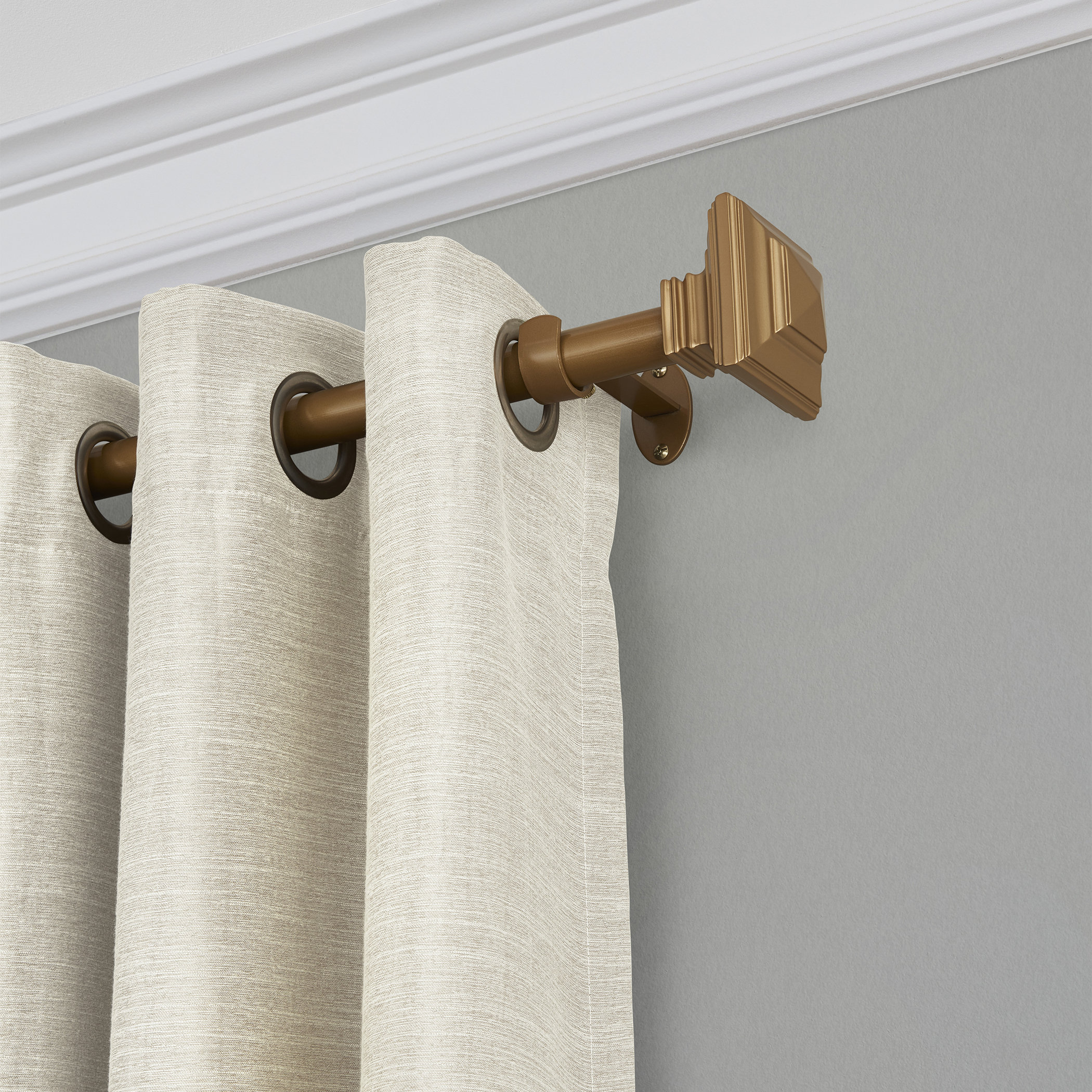 Florence 1" Window Drapery Single Curtain Rod with Stacked Square ...