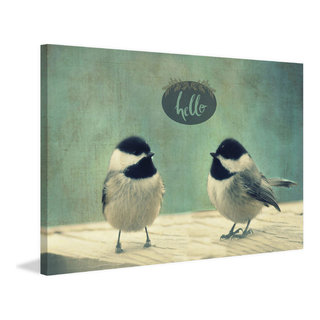 "Hello Birds 2" Painting Print on Wrapped Canvas, 60x40 - Contemporary ...