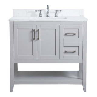 Archie Single Bathroom Vanity With Backsplash, 36" - Transitional ...