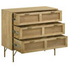 Zamora 3-drawer Accent Cabinet Natural and Antique Brass - Tropical ...