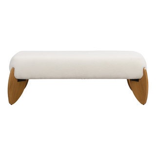 GDF Studio Long Boucle Upholstered Ottoman, White - Midcentury ...