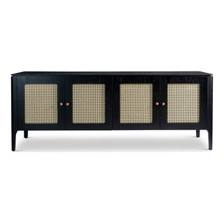 Missione Natural Cane Webbing Ebano Frame Cane Buffet, 78.5W x 19.5D x ...