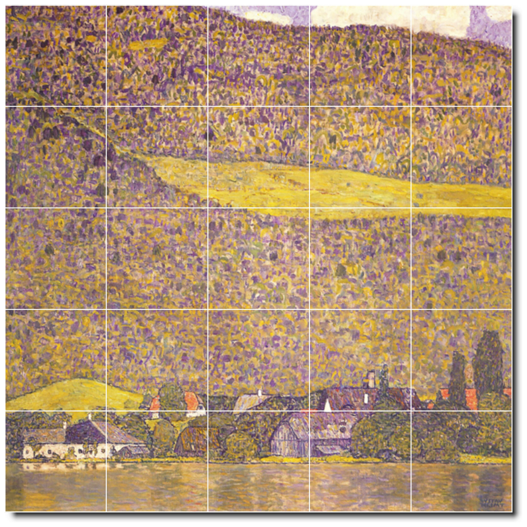Gustave Klimt Country Painting Ceramic Tile Mural #162, 21.25" Wide x ...