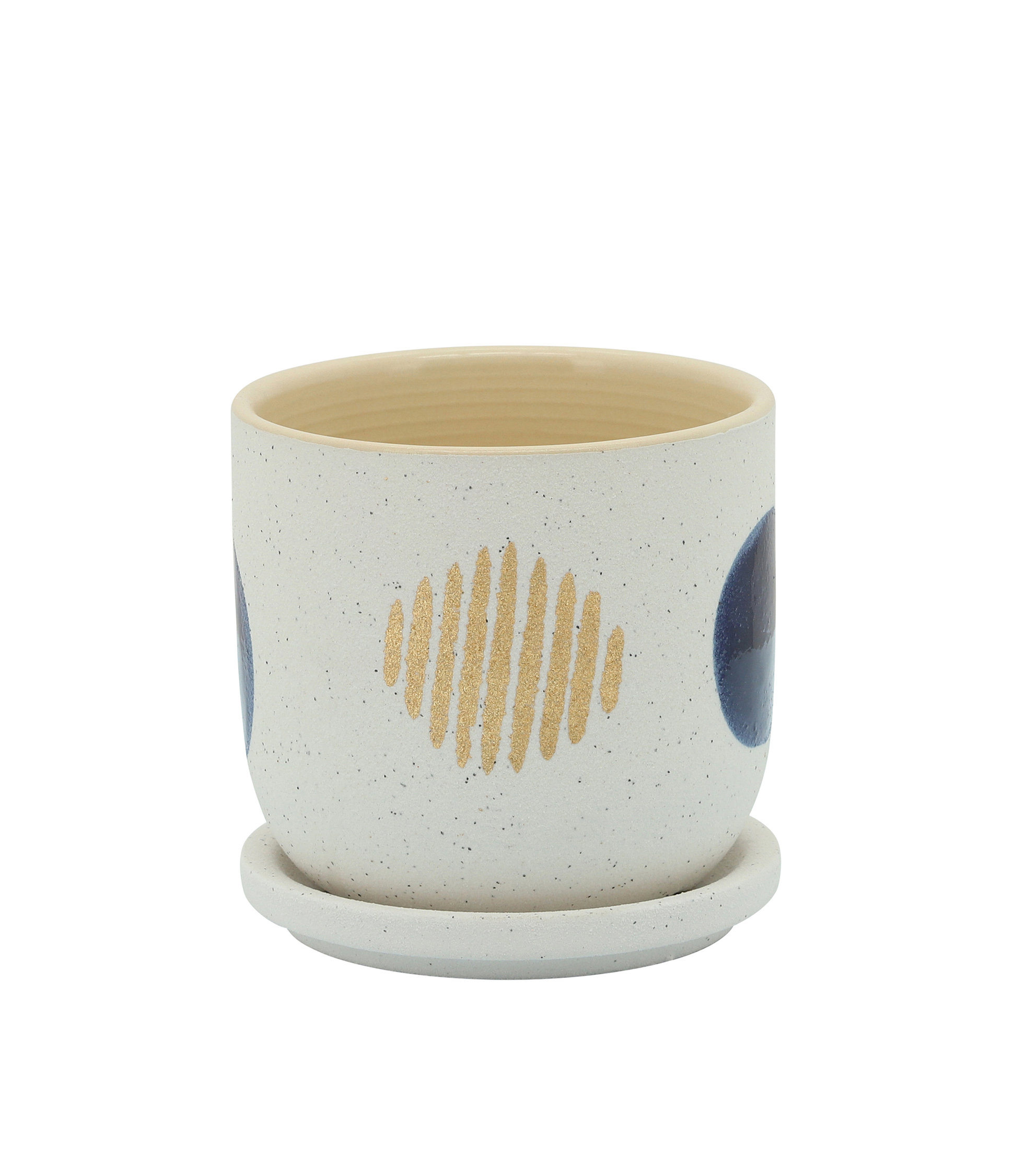 5" Funky Planter With Saucer, White - Contemporary - Indoor Pots And ...