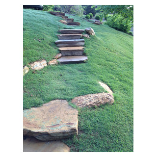 Cut Stone Boulder Steps Set into Sloped Lawn - Landscape - Other - by ...