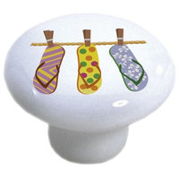 Flip Flops Ceramic Cabinet Drawer Knob - Beach Style - Cabinet And Drawer Knobs - by Carolina ...