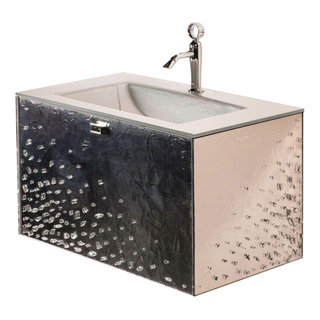 Belva Luxury Murano Glass Drop-In Single Bathroom Vanity 30", Gray ...