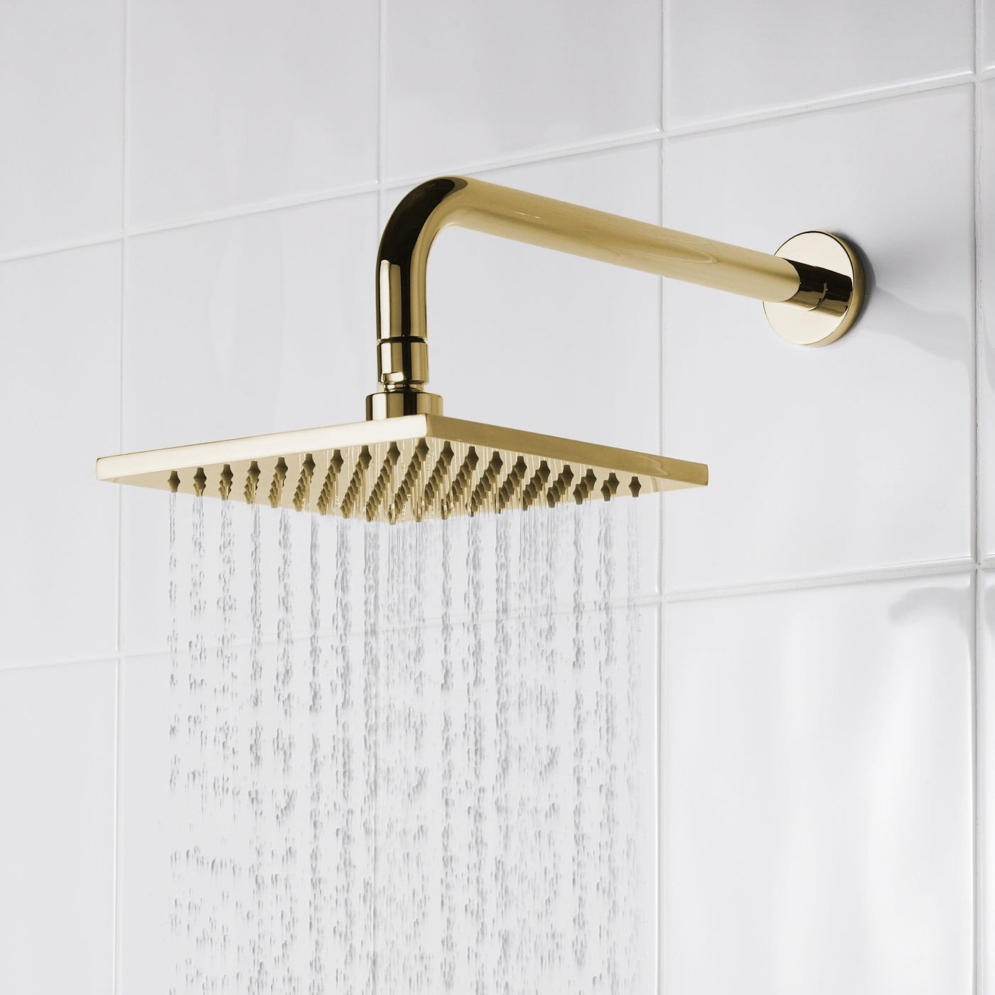 Brushed Gold Square Rainfall Shower Head, 12 - Contemporary ...