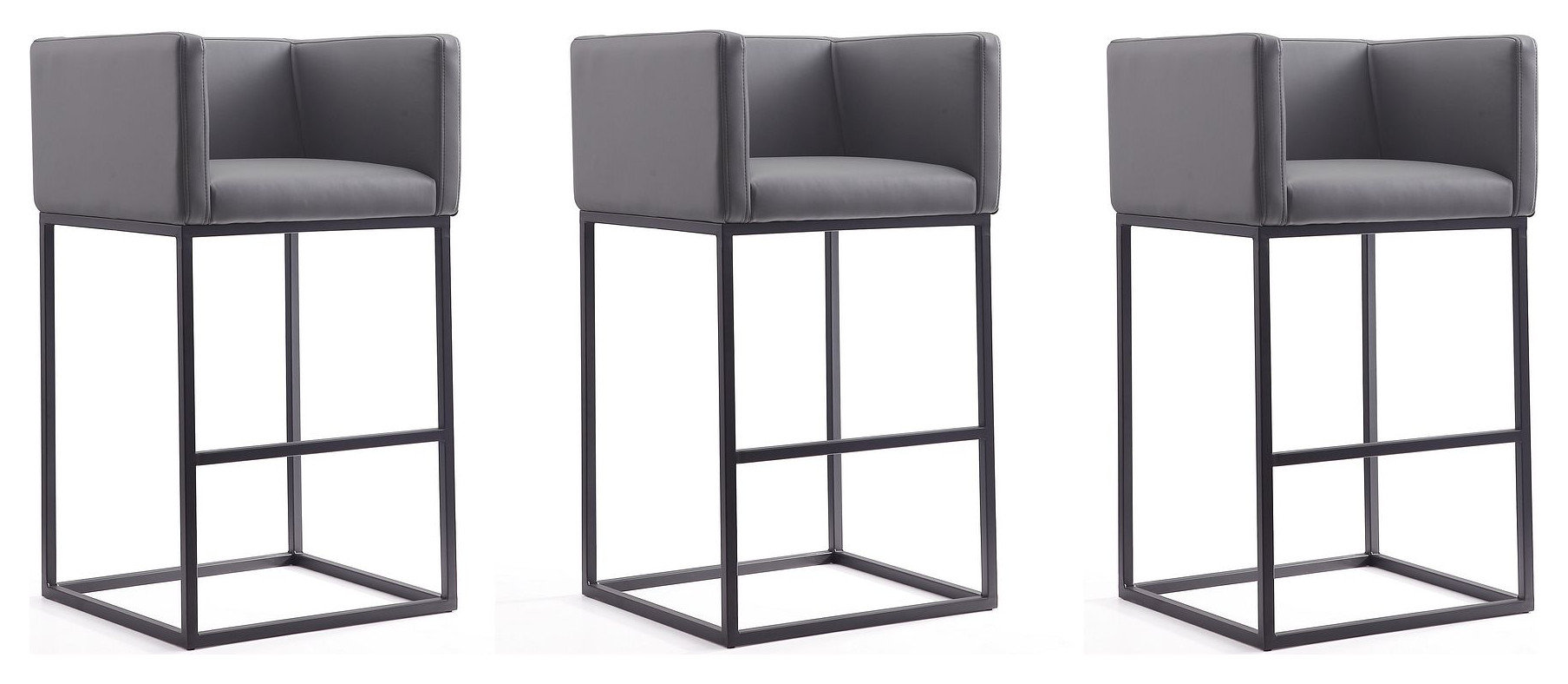 Embassy Barstool, Grey and Black, Set of 3 - Transitional - Bar Stools ...