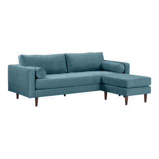 Cave Dusty Blue Velvet Sectional - Midcentury - Sectional Sofas - by ...