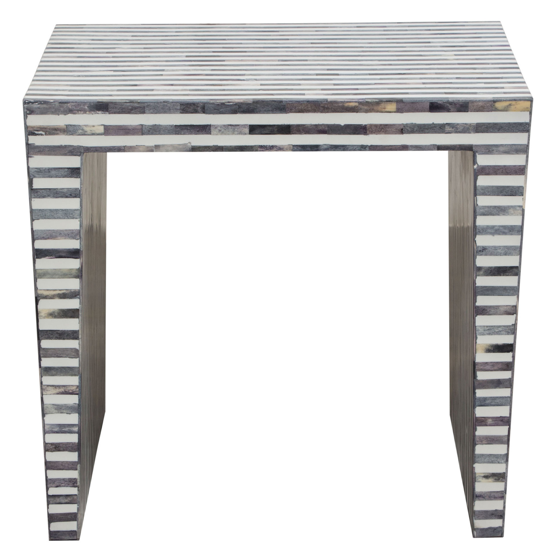 Mosaic End Table With Bone Inlay, Linear Pattern - Contemporary - Side ...