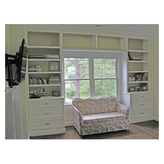 Custom Combination Chest of Drawers with Book Shelves around window ...