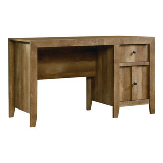 Bowery Hill Rustic Wood Home Office Computer Desk in Craftsman Oak ...