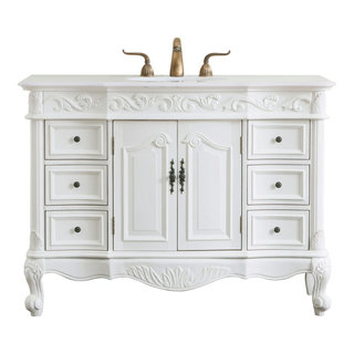 48" Single Bathroom Vanity, Antique White, Vf38848Aw-Vw - Victorian ...