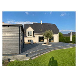 Construction Terrasse sur plots et aménagement paysager - Patio ...