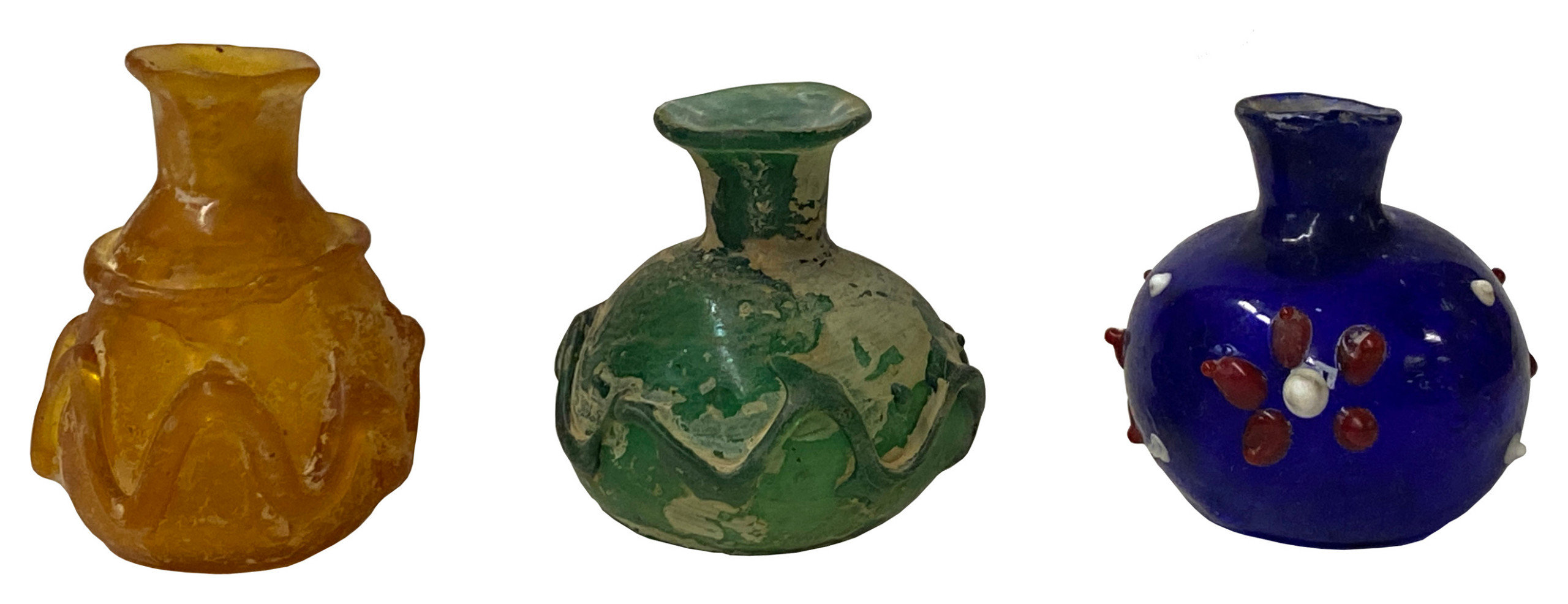 3 Piece Distressed Look Color Glass Small Bottle Vase Display Hws2469 ...