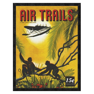 "Seaplane Over the Tropics" Framed Canvas Giclee, 14"x18", 26"x34 ...