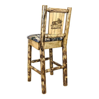 Glacier Country Collection 24" Upholstered Barstool With Back - Rustic ...