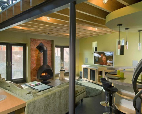 Wood Burning Stove Living Room Design Ideas, Pictures, Remodel & Decor