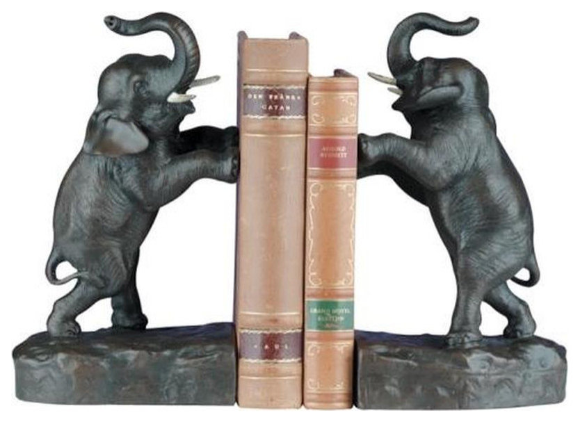 Resin Elephant Lodge Bookends - Contemporary - Bookends - by ...