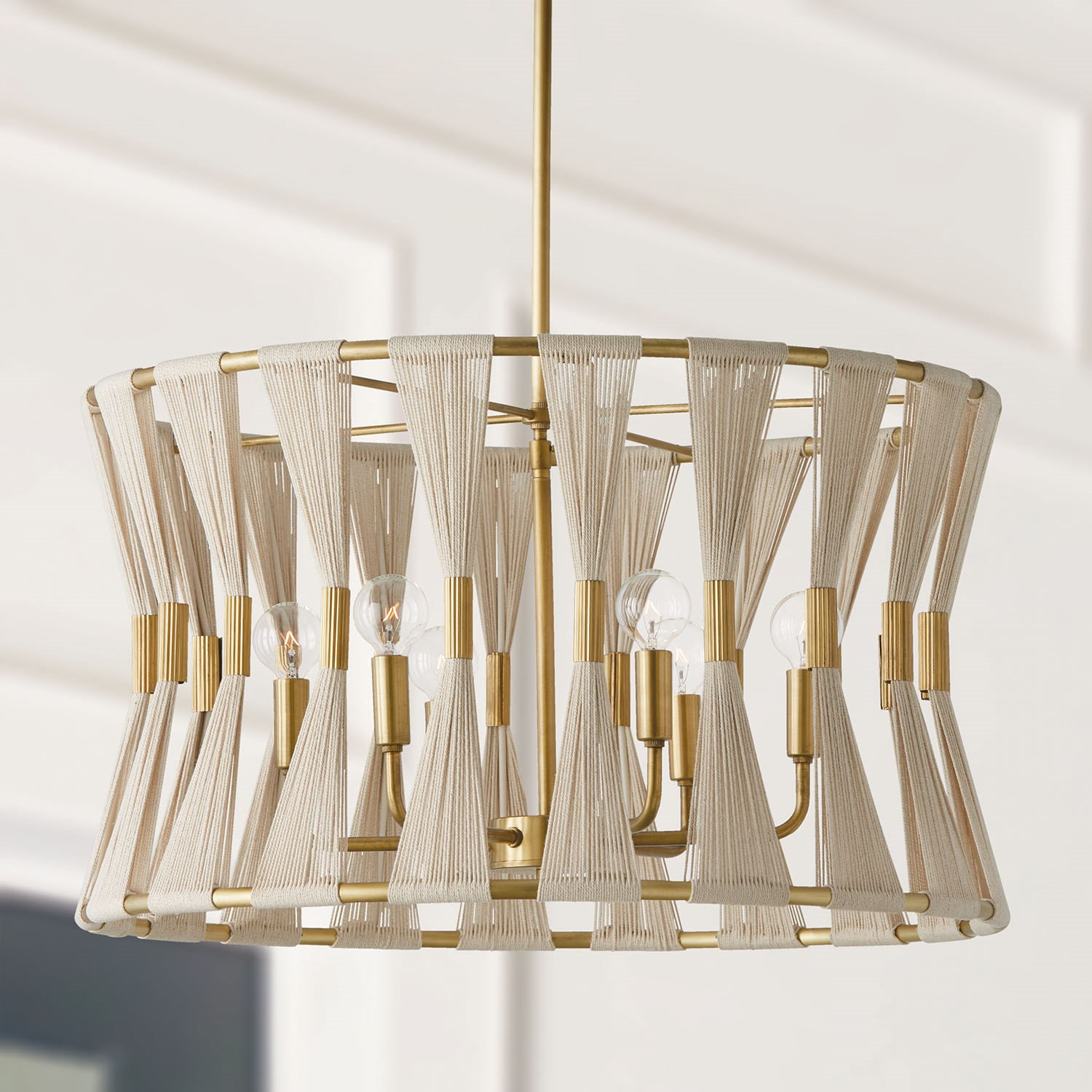 Capital Lighting Bianca 6-Light Pendant, Bleached Natural Rope and ...