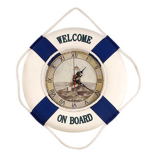 Welcome On Board Life Ring Clock - Beach Style - Wall Clocks - by Brass ...