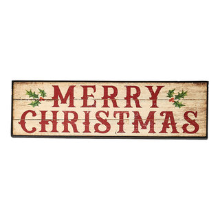 28" Wood Merry Christmas Sign - Contemporary - Novelty Signs - by WORTH ...