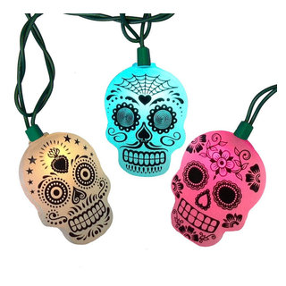 UL 10 Light, Color Changing Sugar Skull Light Set, 138'' - Holiday ...