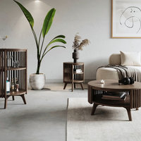 Sierra Low Side Table, Acacia with Dark Stained Finish - Midcentury ...
