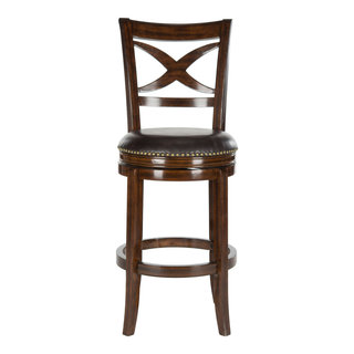 Kevin Bar Stool Espresso / Brown Seat Set of 2 - Transitional - Bar ...