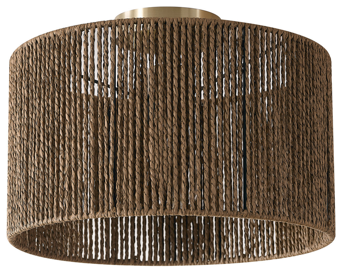 Lulu 1-Light Matte Brass Flush Mount Ceiling Light with Paper Twine ...