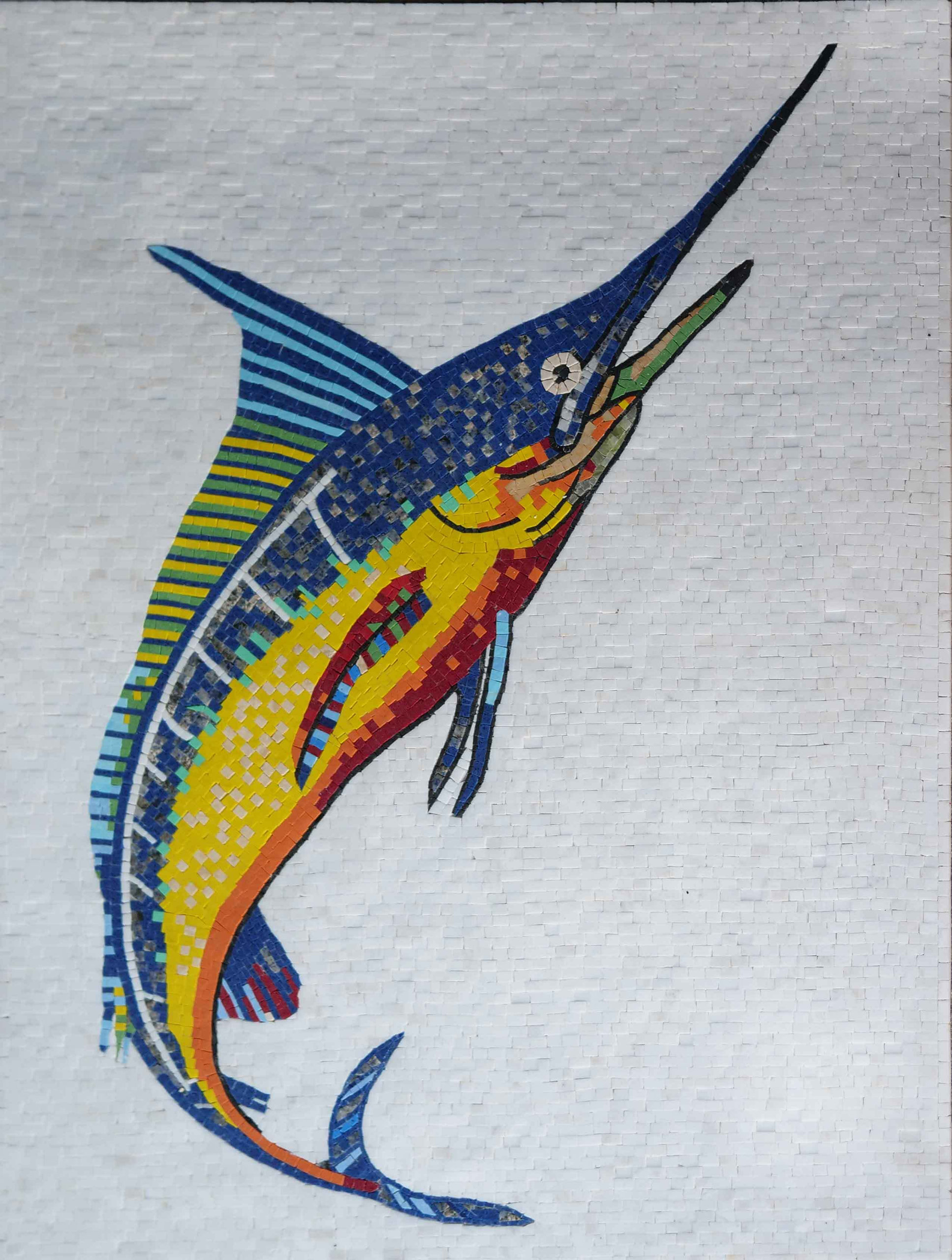 Fish Mosaic - Colorful Swordfish, 76" x 100" - Beach Style - Tile ...