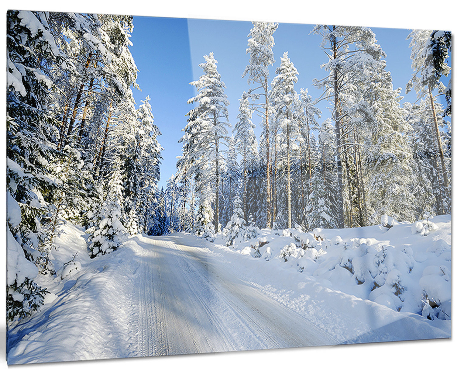 "Snowy Blue Winter" Landscape Photography Glossy Metal Wall Art, 28"x12 ...