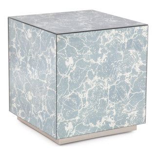 Howard Elliott Paxton Mirrored Side Table With Antique Silver Finish ...