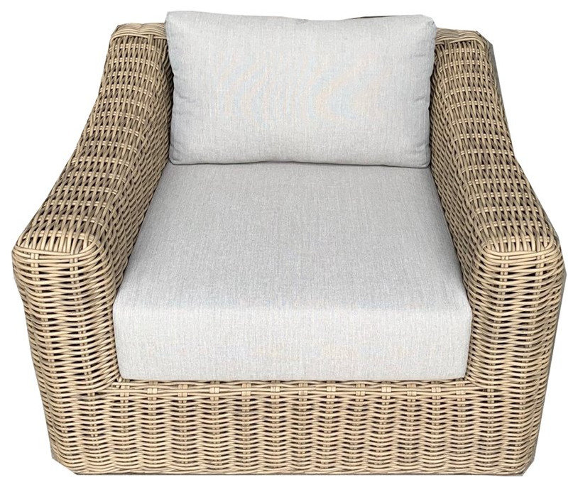 Tulum Two-Tone Dark Beige Aluminum Frame Arm Chair in Silver Cushions ...