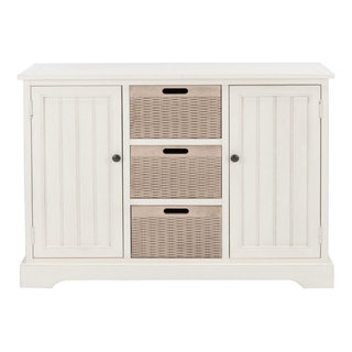Gracyn 2 Door and 3 Removable Baskets Distressed White With Natural ...