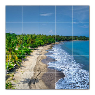Beach Ceramic Tile Wall Mural HZ500095, 60" Wide x 60" High - Tropical ...