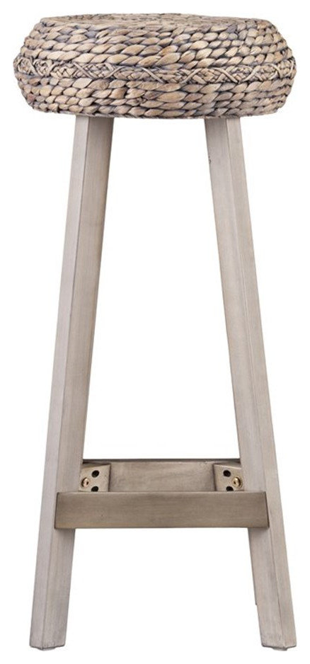 Bowery Hill Modern 30" Backless Hyacinth Bar Stools in Gray (Set of 2 ...