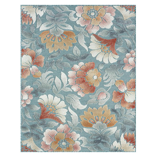 Elaina Transitional Floral Area Rug, 5'1"x7'3" - Contemporary - Outdoor ...