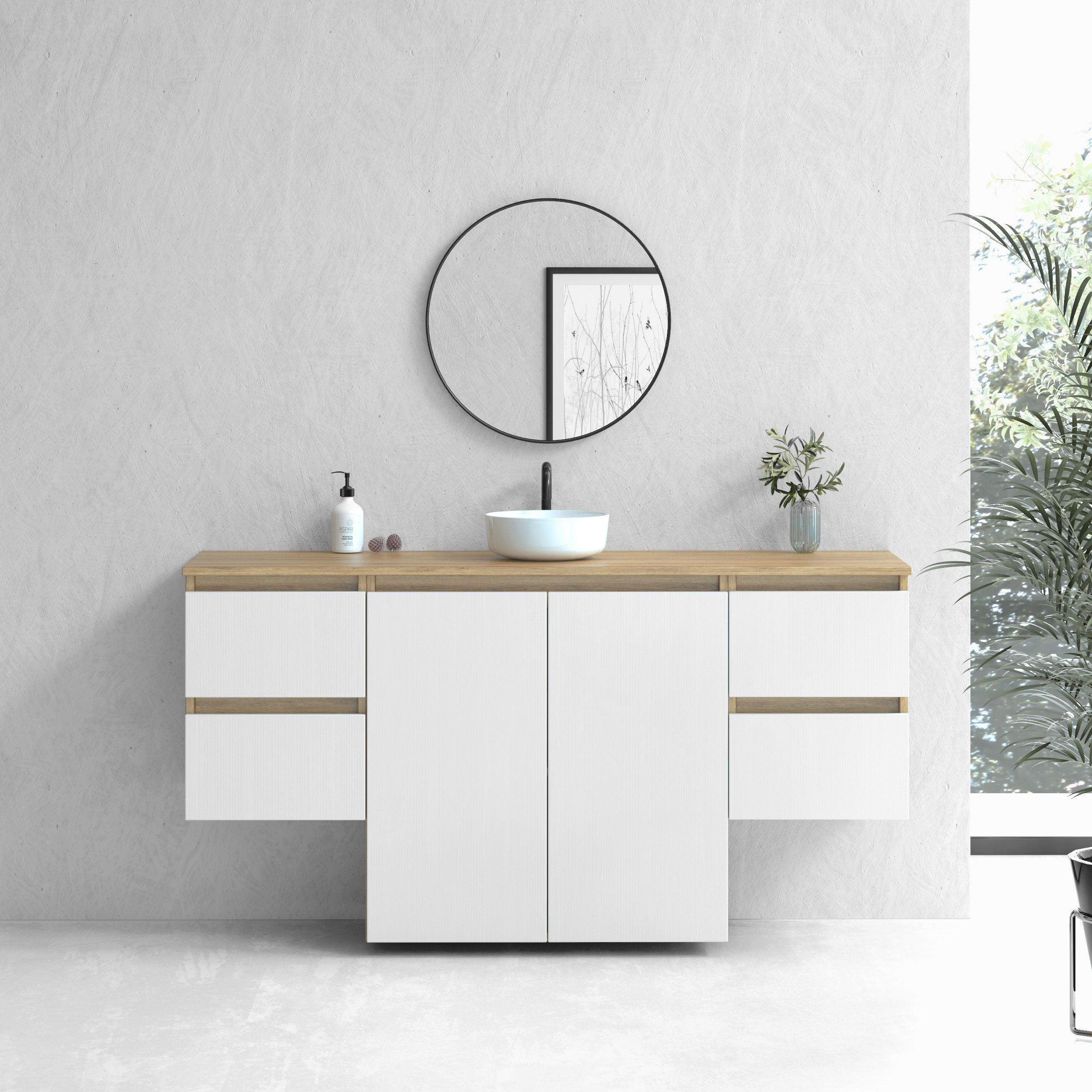 Indiana Vanity Cabinet, 64" Ginger and White - Contemporary - Bathroom ...