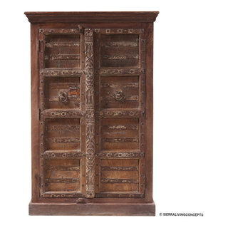 Antique Rustic Solid Wood 3 Tier Armoire - Farmhouse - Armoires And ...