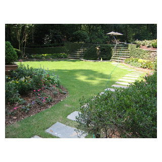 Courtyard features Bluestone stepping stones and radius staircase ...