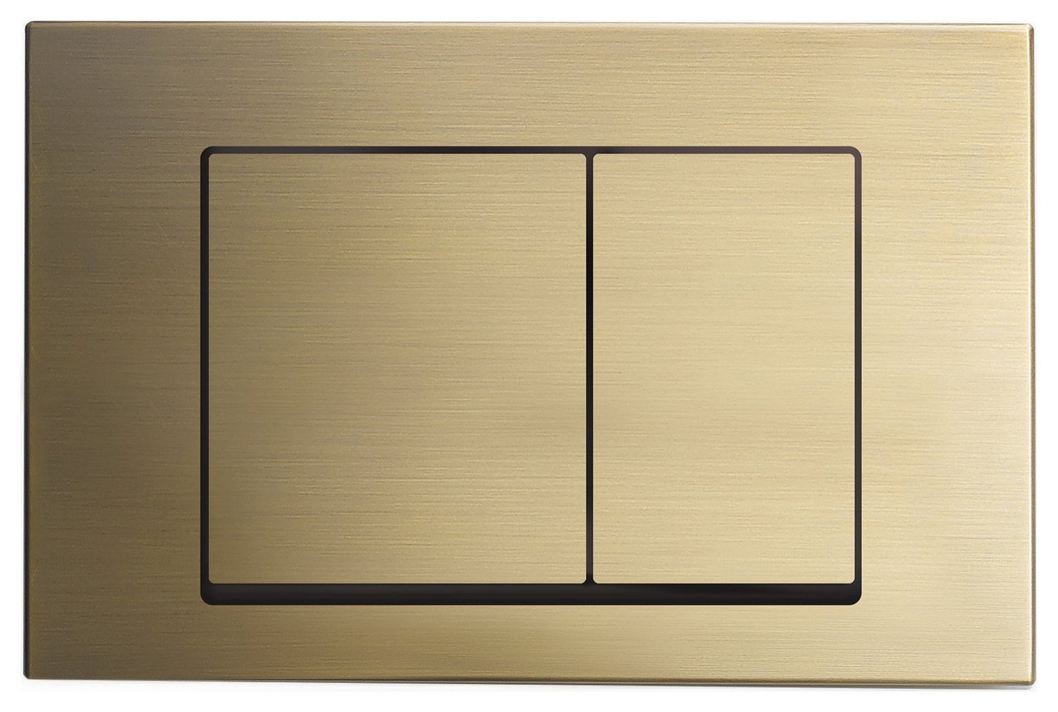 Wall Mount Dual Flush Actuator plate with Square Push Buttons in Brushed Brass - Transitional ...