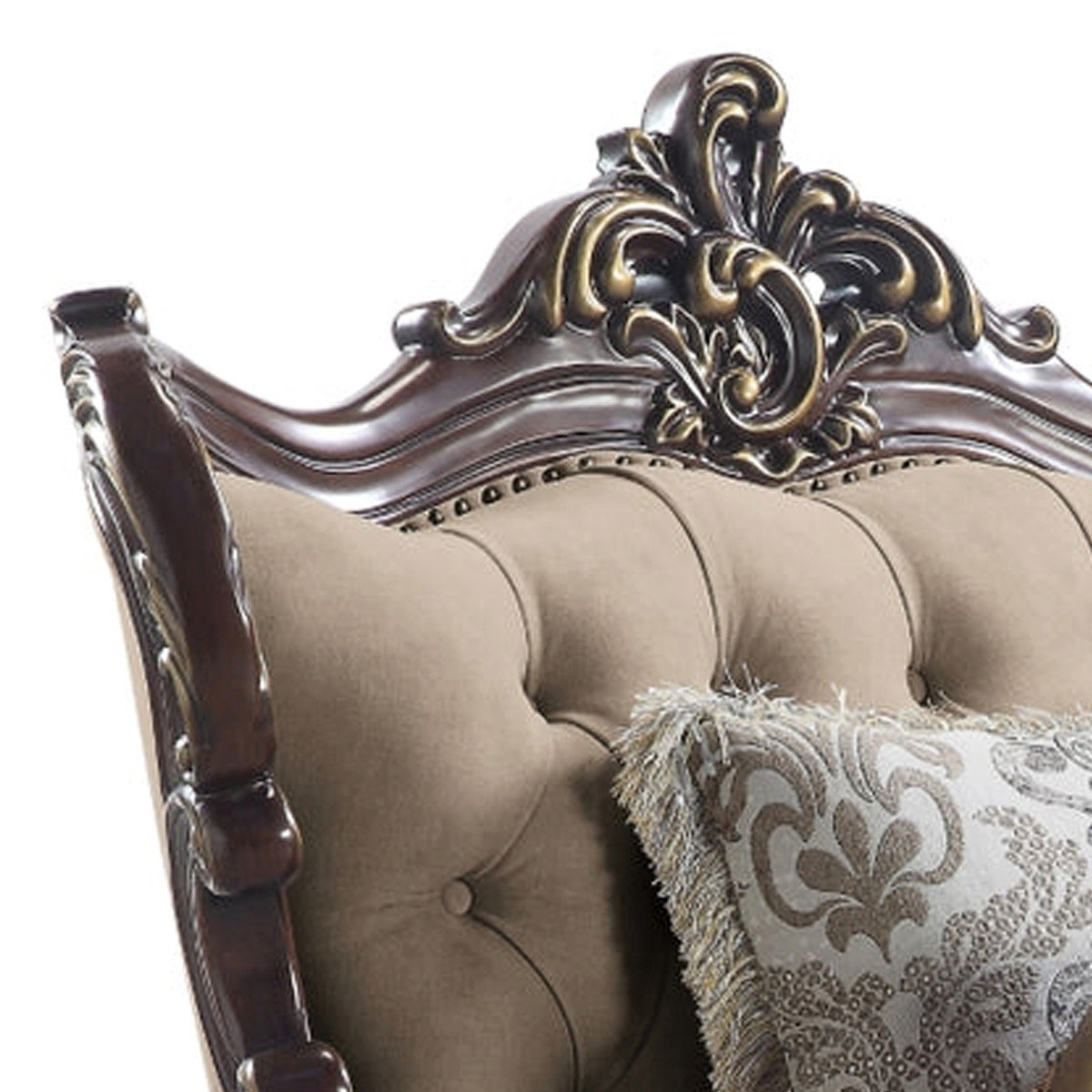 Benzara BM276236 50" Classic Accent Chair, Button Tufted Fabric, Brown ...