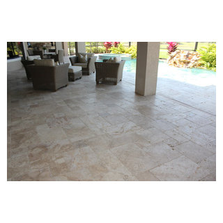 French Pattern Aspendos Ivory Travertine Pavers - Mediterranean - Patio ...