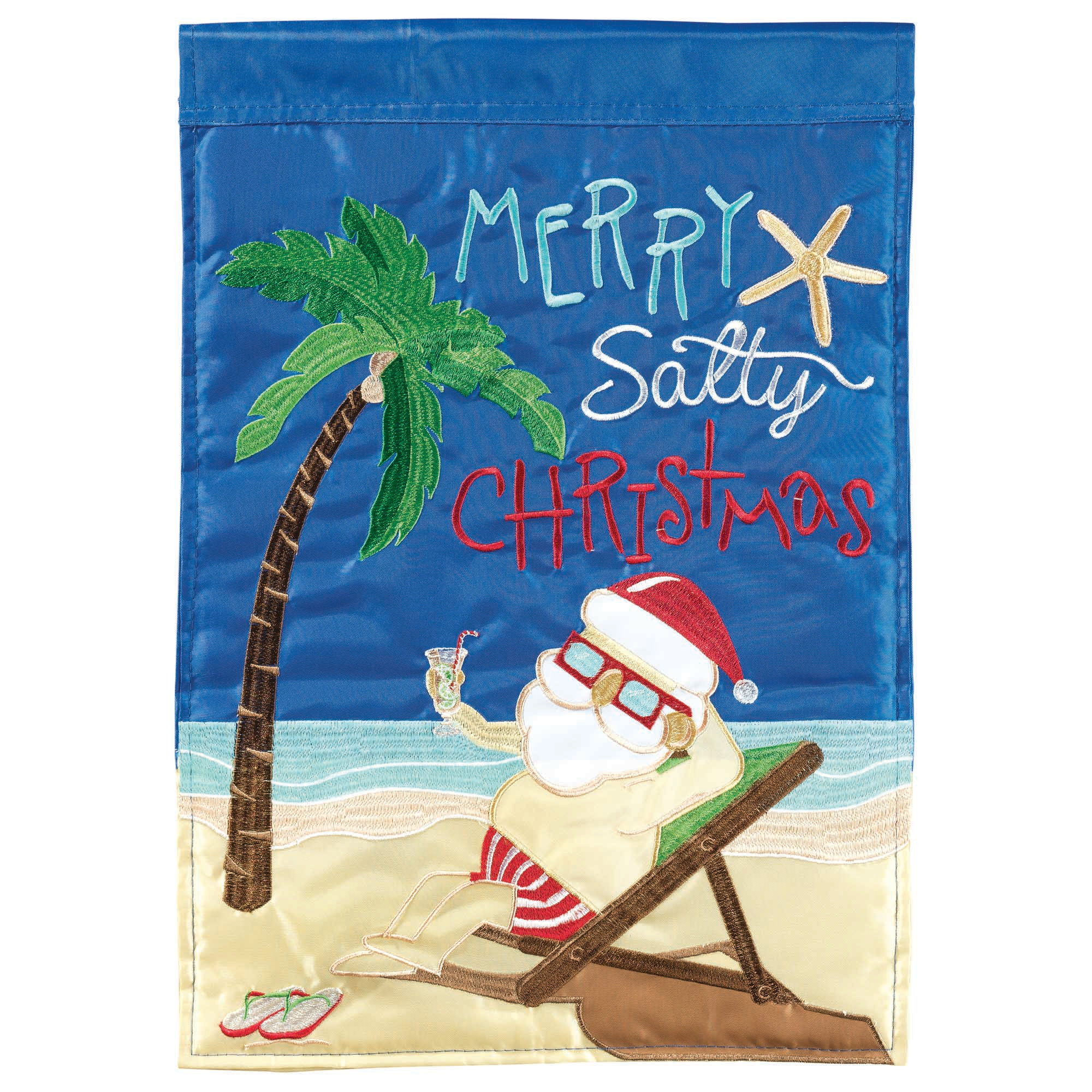 Beach Santa, Applique Flag, Garden - Traditional - Flags And Flagpoles ...