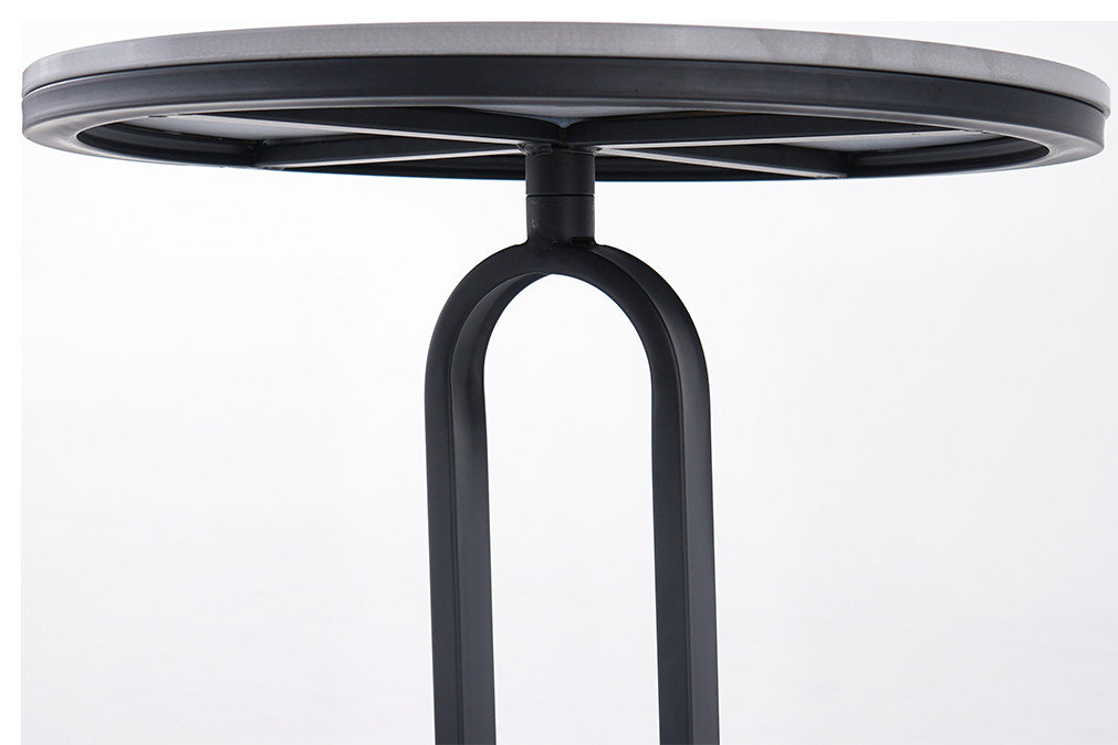 Modern Dark Gray Stone End Table Round Side Table Carbon Steel Base ...
